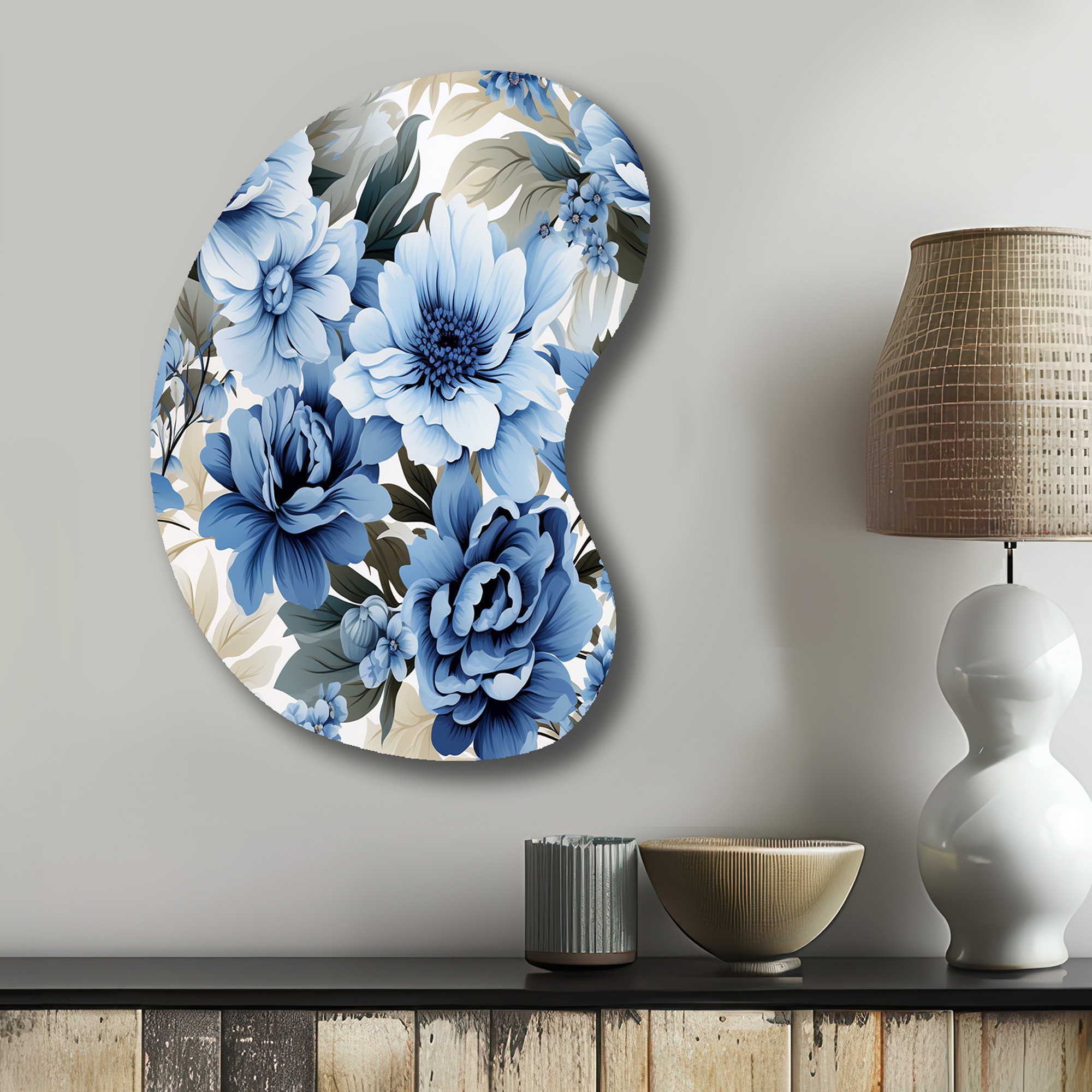 Design Art Floral Blue And White Victorian Pattern - Floral Boom Shape ...