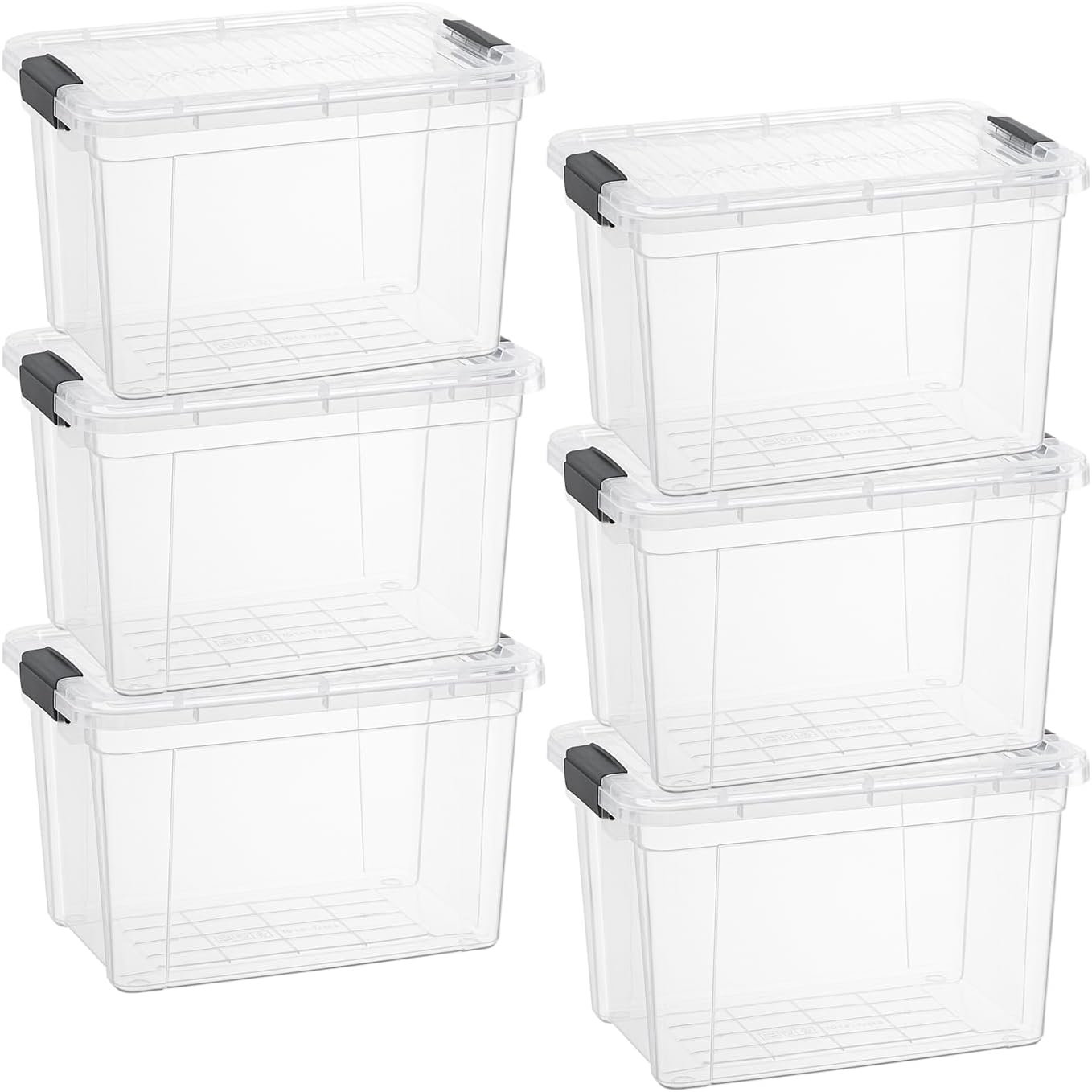 Latitude Run® Clear Storage Bins with Lids, 6 Pack- Plastic Storage ...