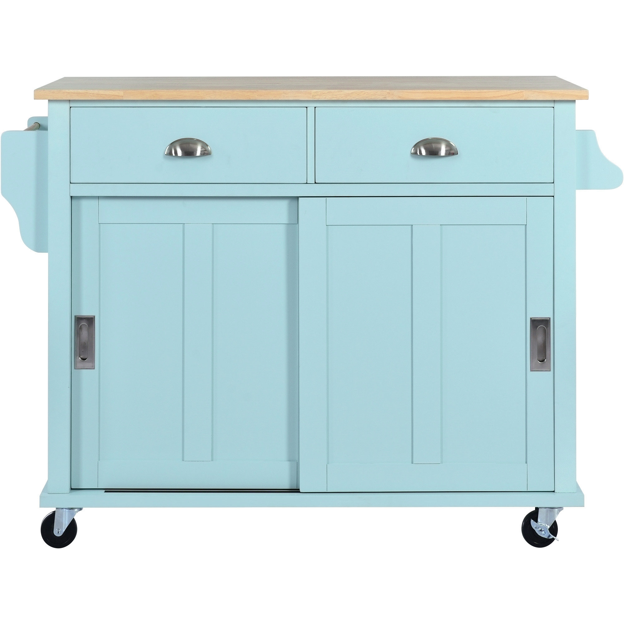 Ophelia & Co. Kitchen Cart With Rubber Wood Drop-Leaf Countertop | Wayfair