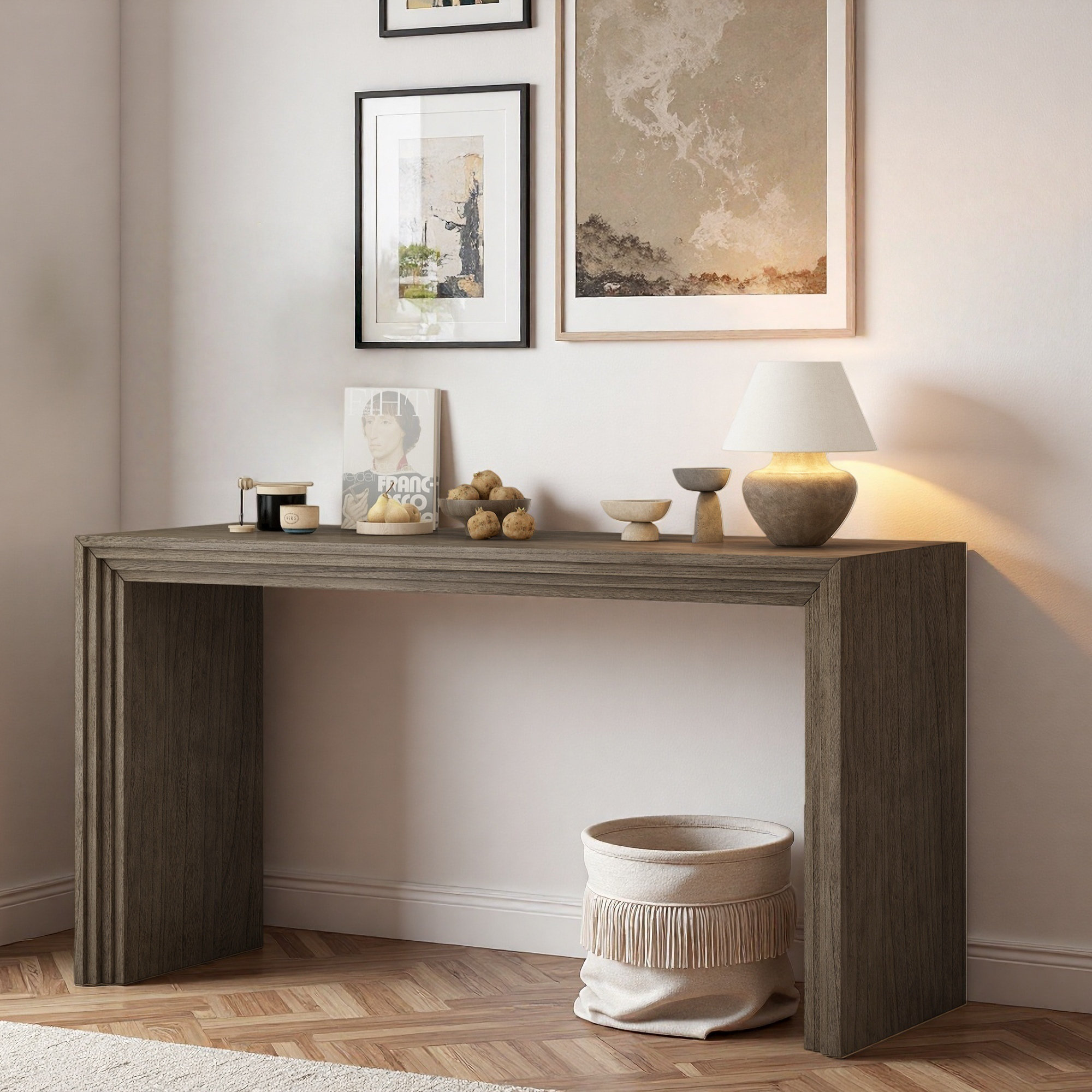 Latitude Run® Modern Style Console Table With Unique Striped Design ...