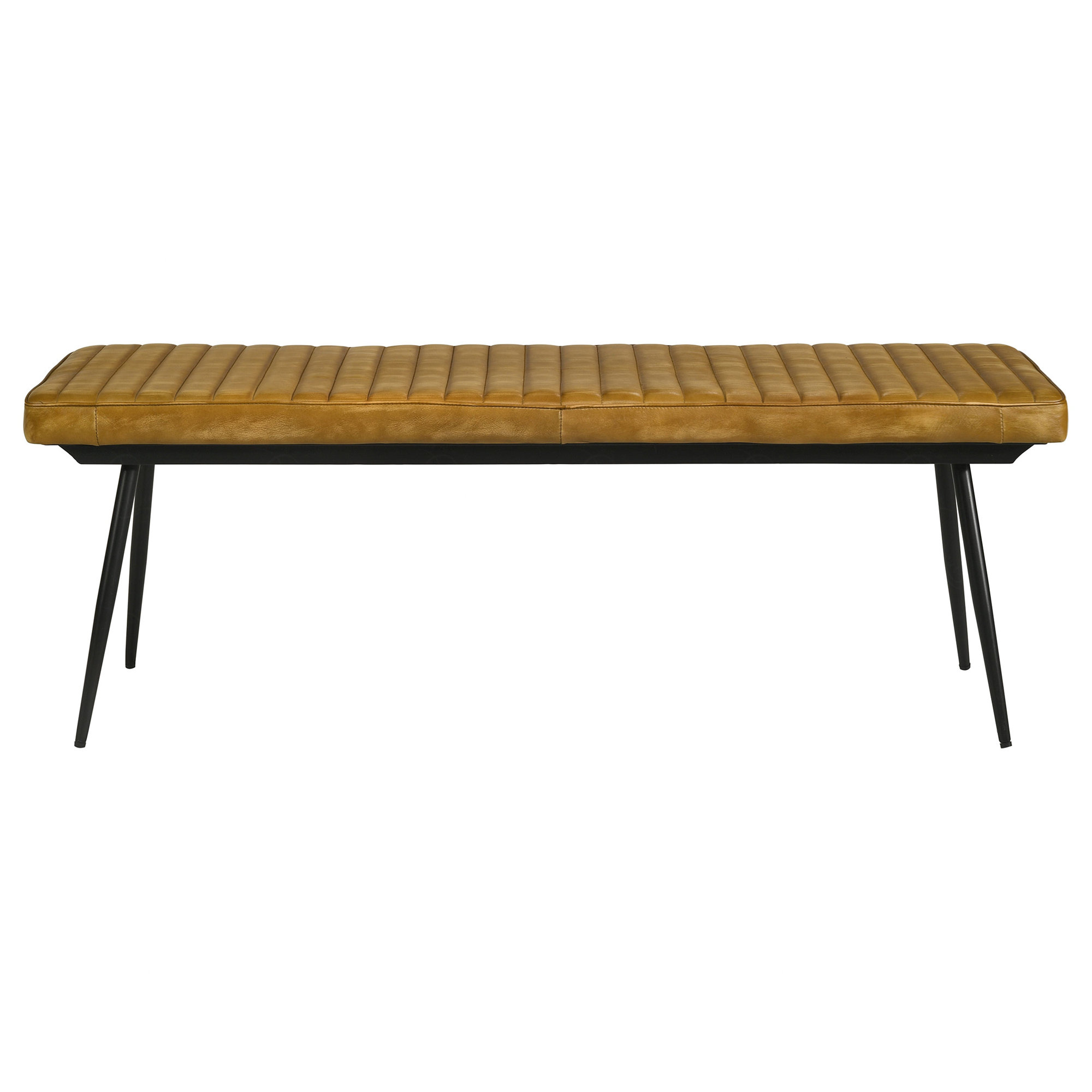 Hokku Designs Camel and Black Tufted Cushion Side Bench | Wayfair