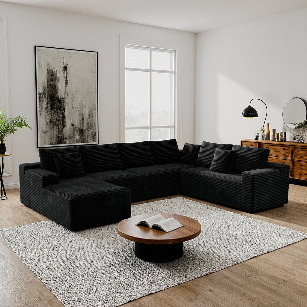 Mercer41 7-Seat Modular Sectional Sofa No Assembly Required Plush ...