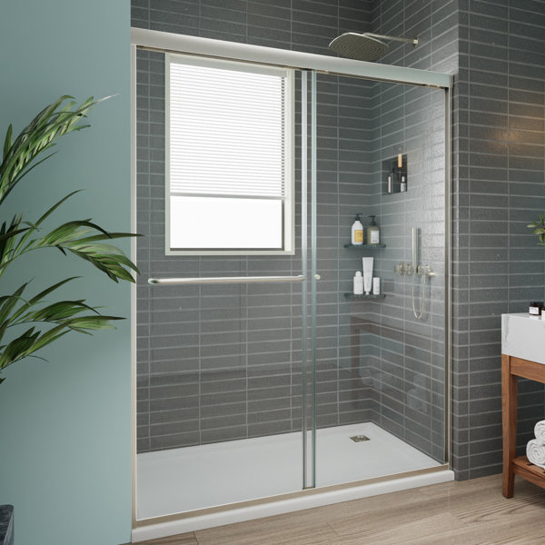 ExBrite 50" - 54" W x 70" H Double Sliding Semi-Frameless Shower Door ...