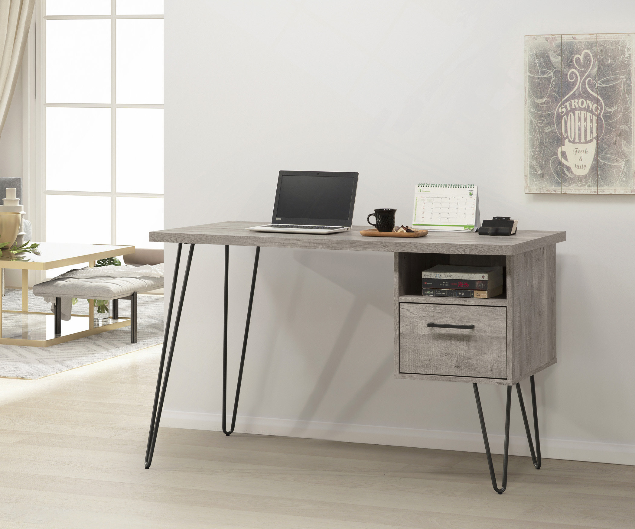 Ophelia & Co. Desk,Grey Oak Desk | Wayfair