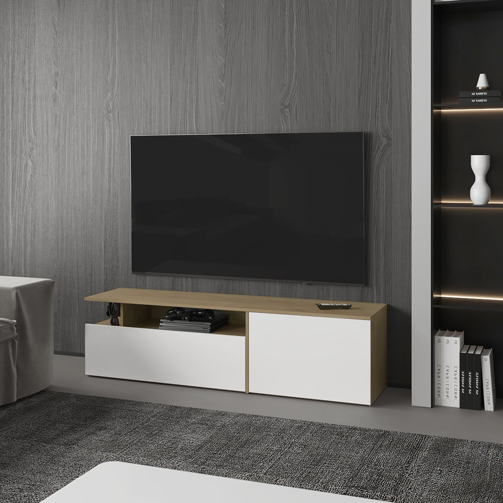 George Oliver Summerfield Tv Stand, Living Room, White/Ligth Pine On ...