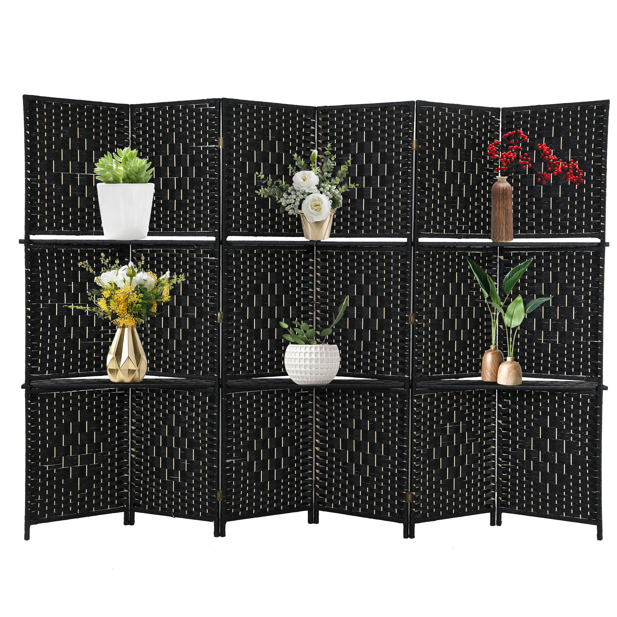 Fashion Finesse Room Divider 6 Panel Room Screen Divider Wooden Screen ...