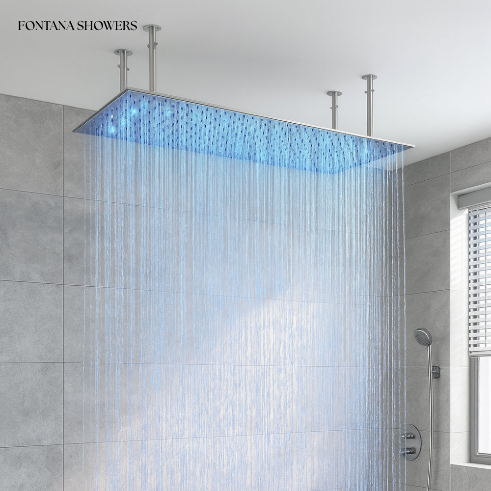 FontanaShowers 20" by 40" Rectangle Large Ceiling Mount Stainless Steel ...