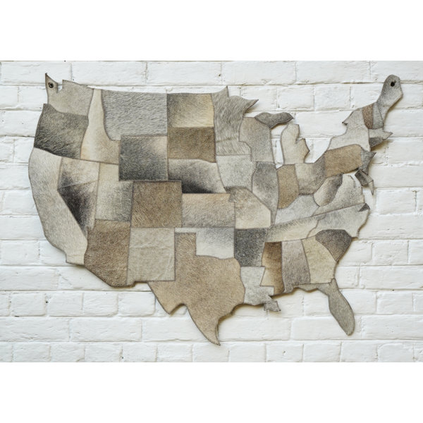 Foundry Select Handmade Premium Cowhide Map Of USA Wall Décor | Wayfair