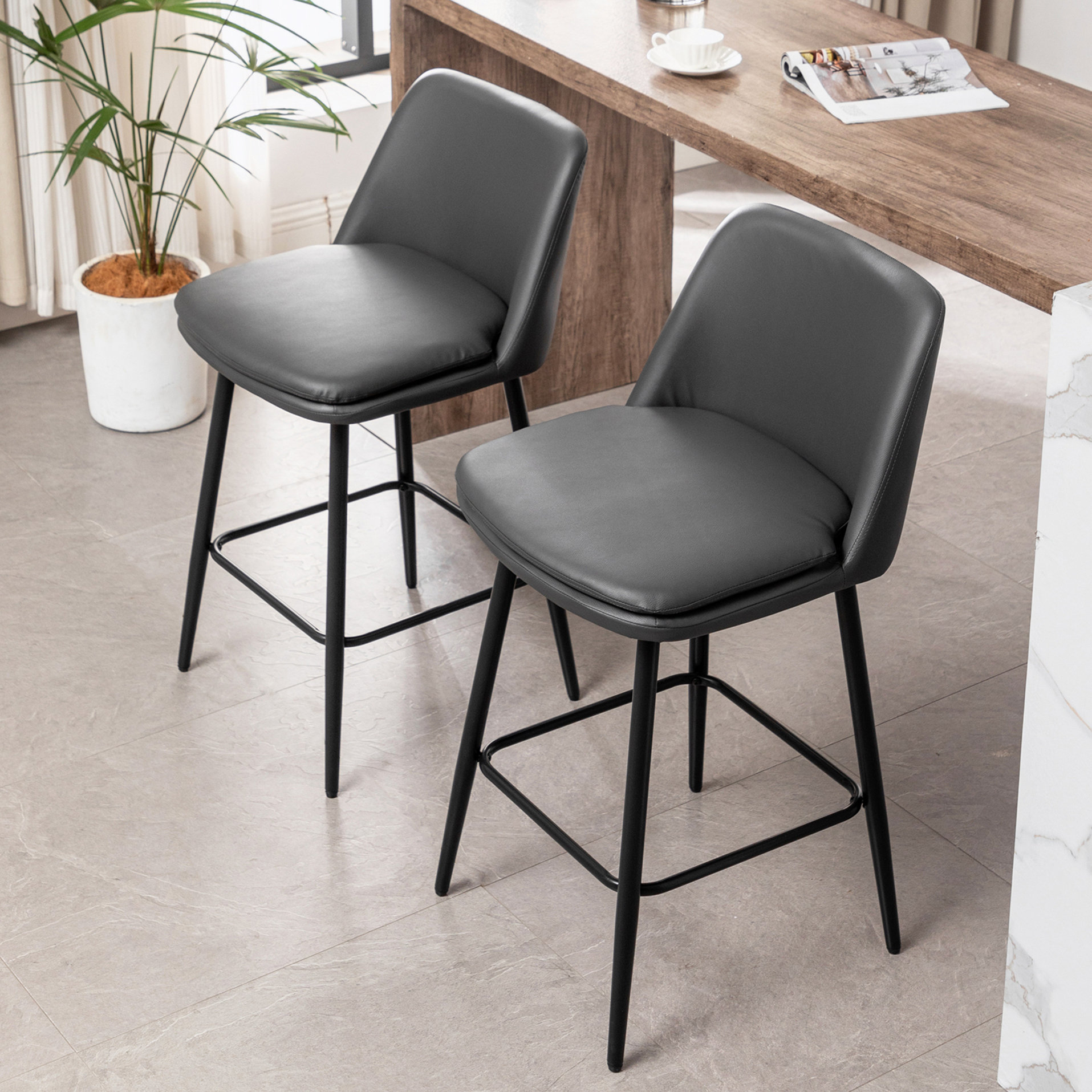 George Oliver Counter Height Swivel Bar Stools Set of 2, 360° Swivel ...