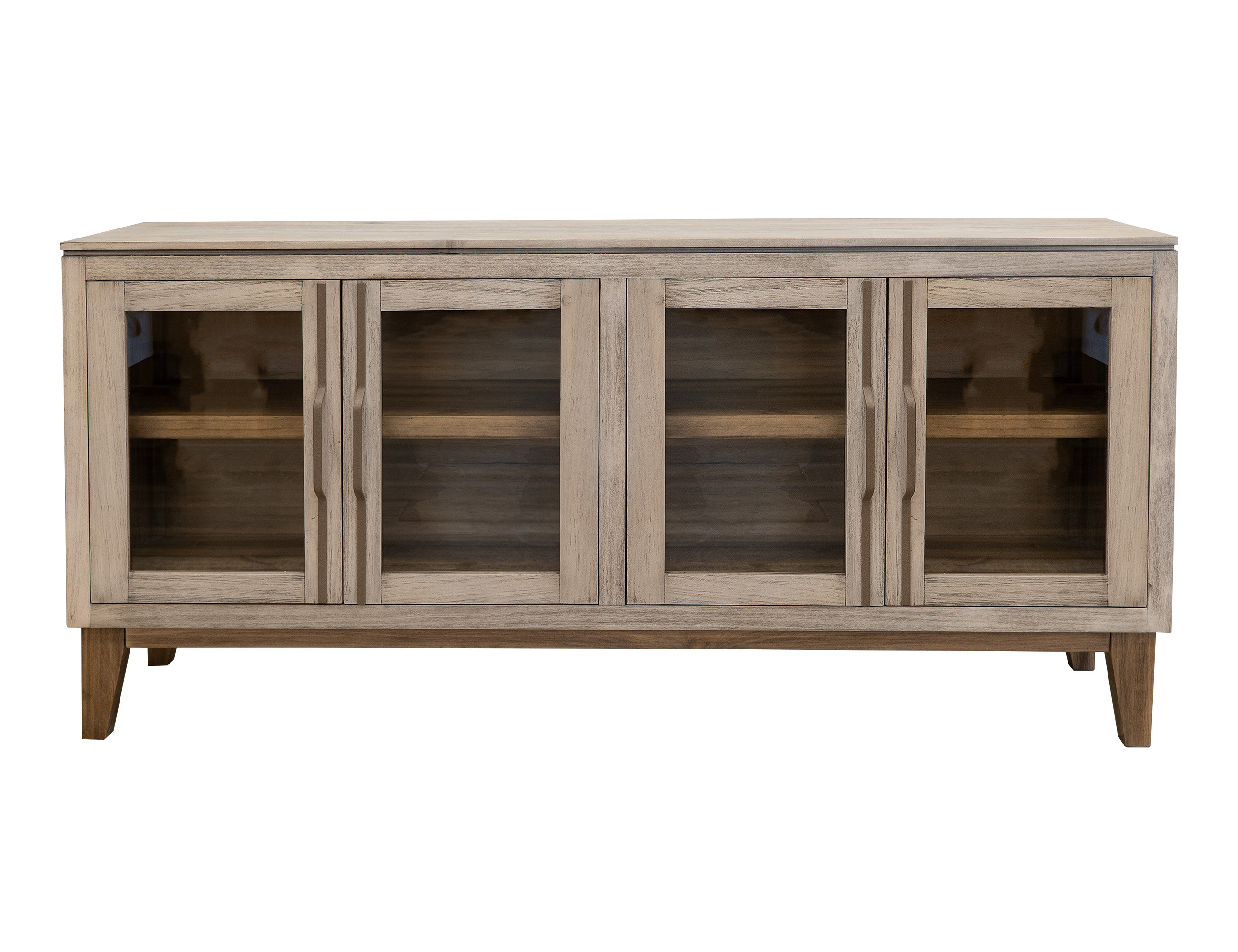 Gracie Oaks 4 Glass Door Metal Handle Console | Wayfair