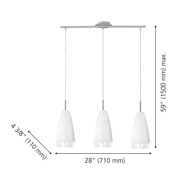 Dovecove 3 - Light Kitchen Island Linear Pendant & Reviews | Wayfair