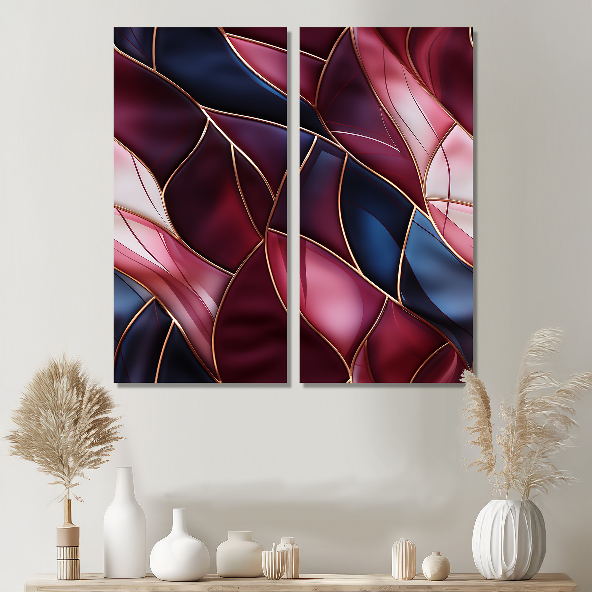 Mercer41 Radiant Glamour Deep Burgundy Marlbe - Gold Art Prints On ...