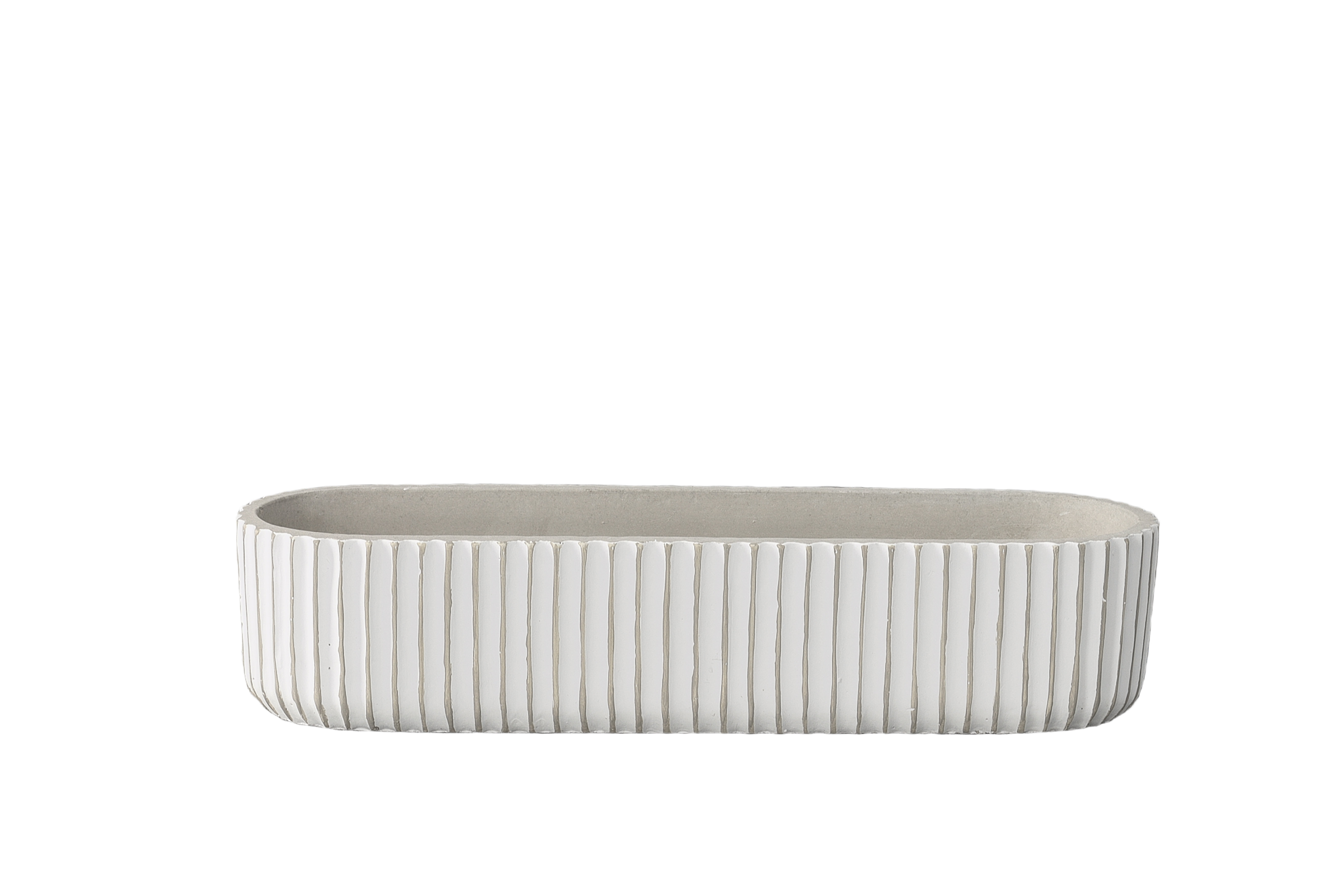 Ebern Designs Cement Rectangle Pot with Debossed Column Pattern Design ...