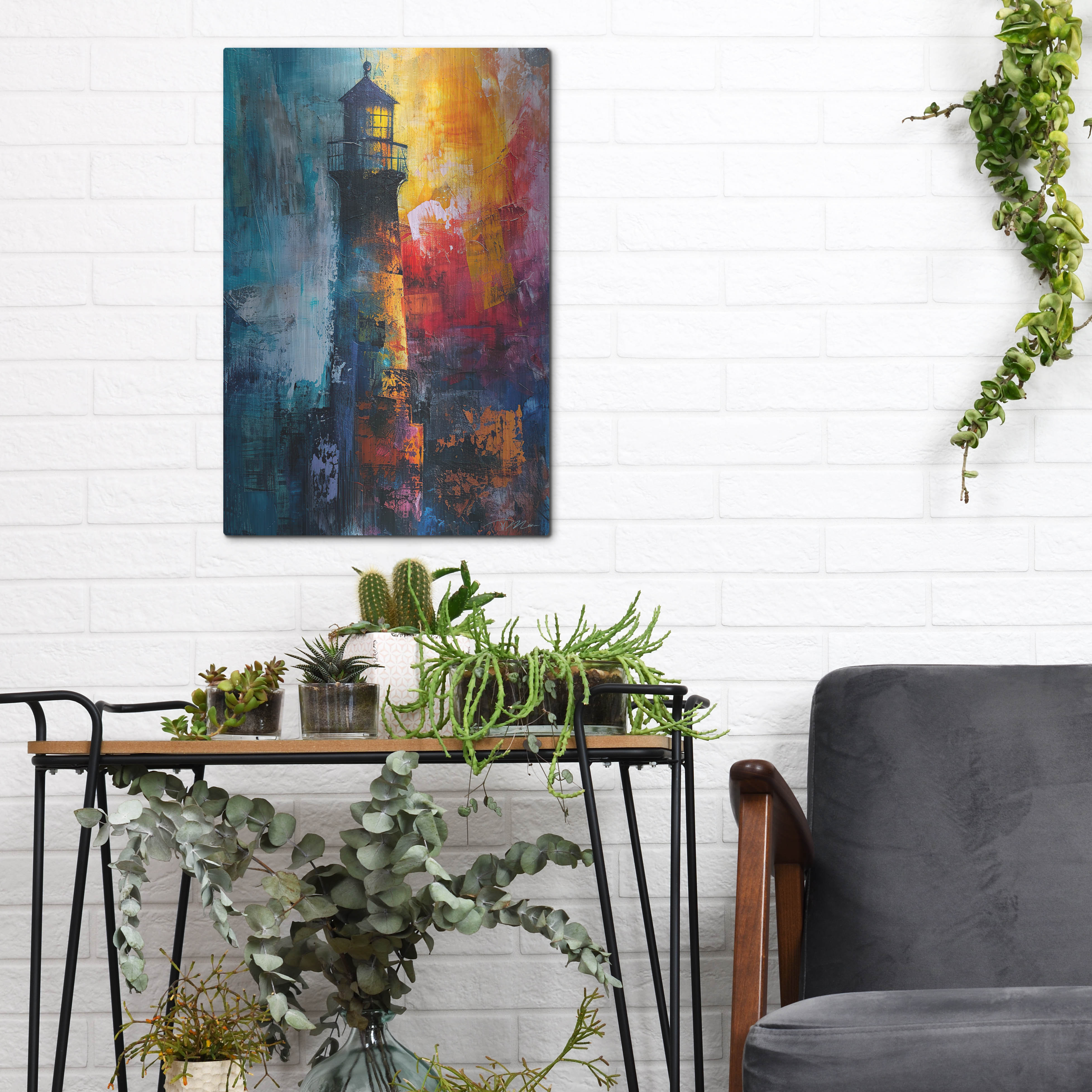 Ivy Bronx 'Colorful Abstract Lighthouse 1' by Momart Metal Wall Art ...