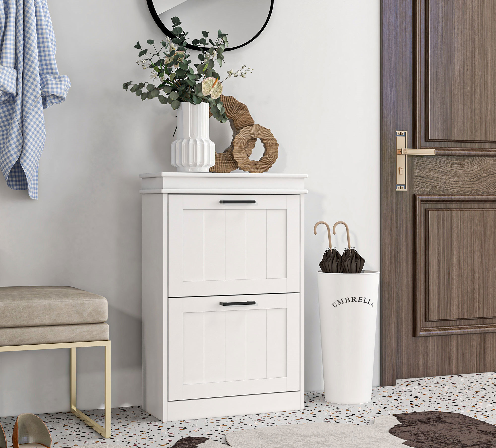 Red Barrel Studio® HOMCOM Shoe Cabinet for Entryway, Narrow Shoe Rack ...