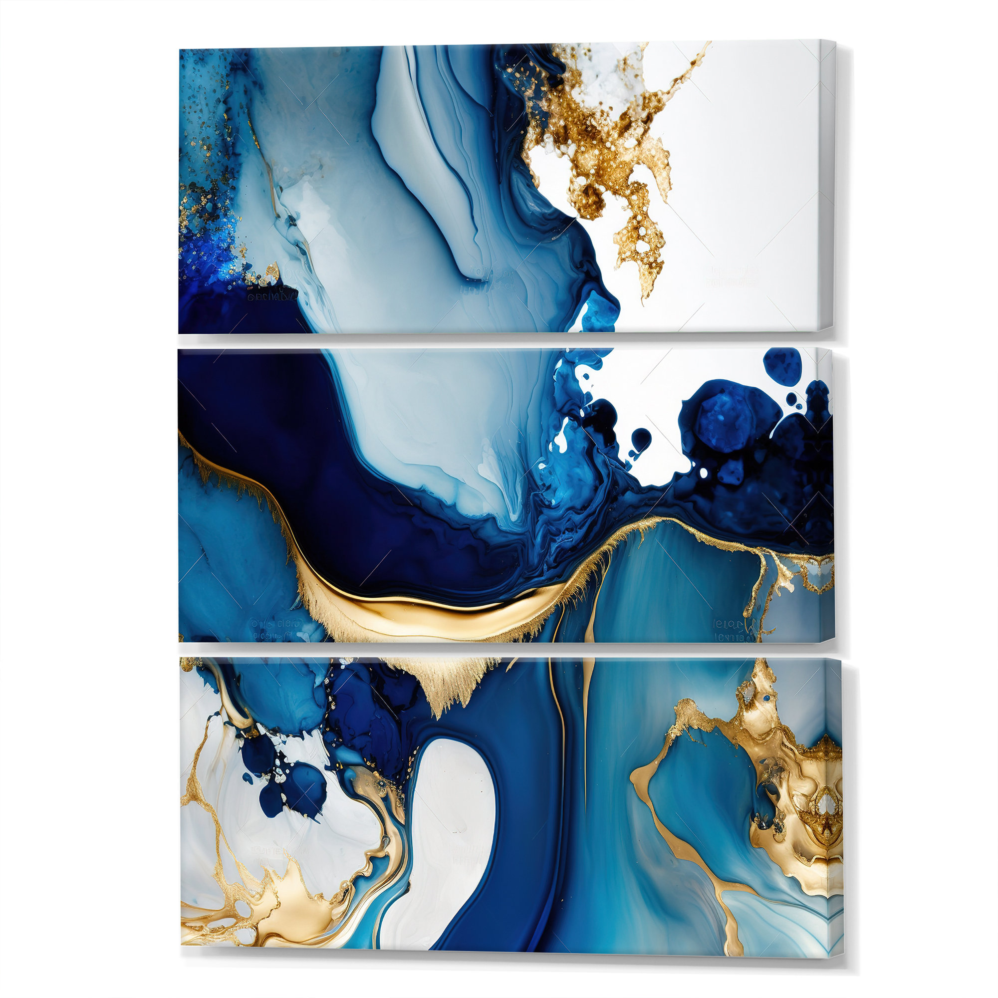 Orren Ellis " Abstract Marble Geode Blue I " 3 - Pieces | Wayfair