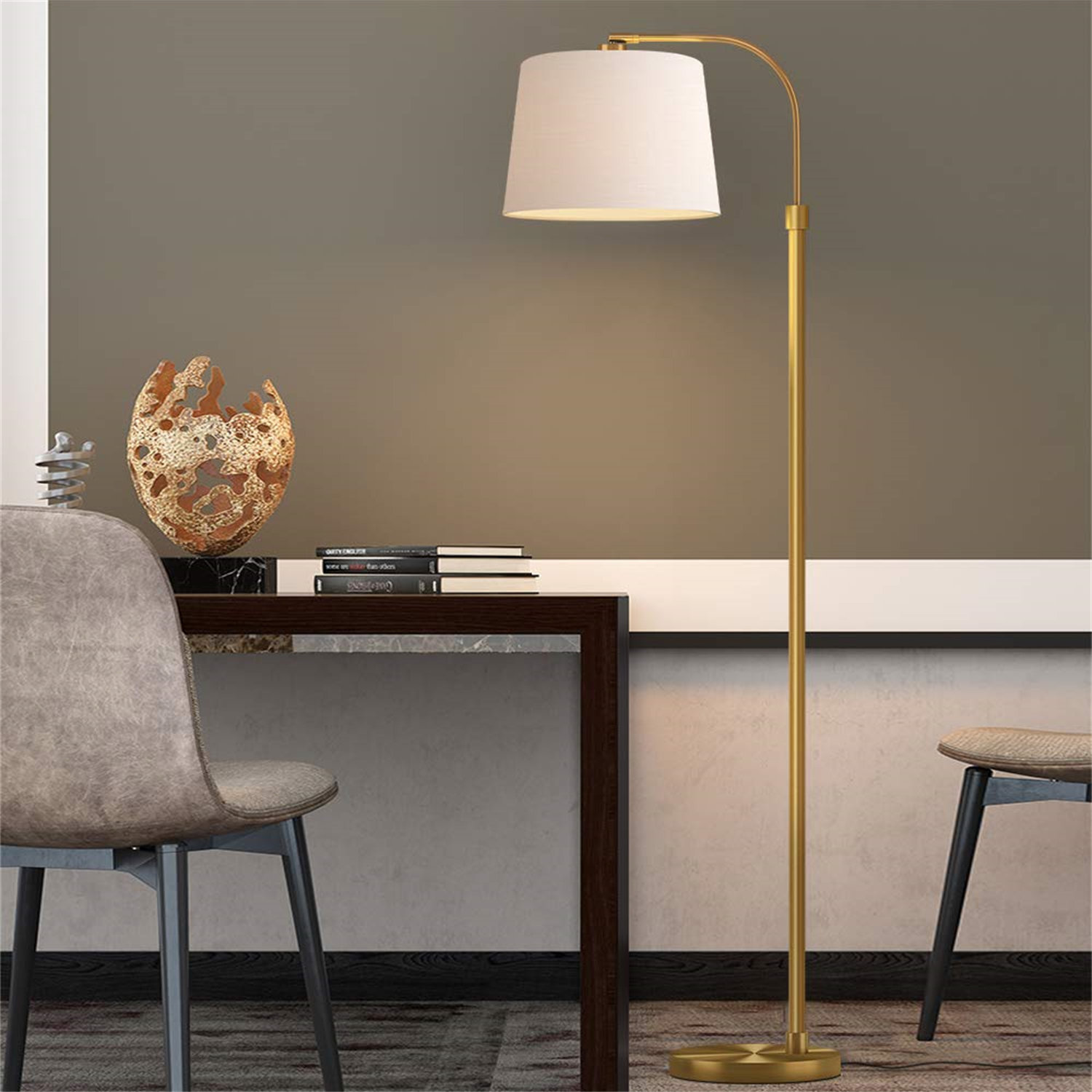 Everly Quinn 62.5'' Gold LED Task | Wayfair