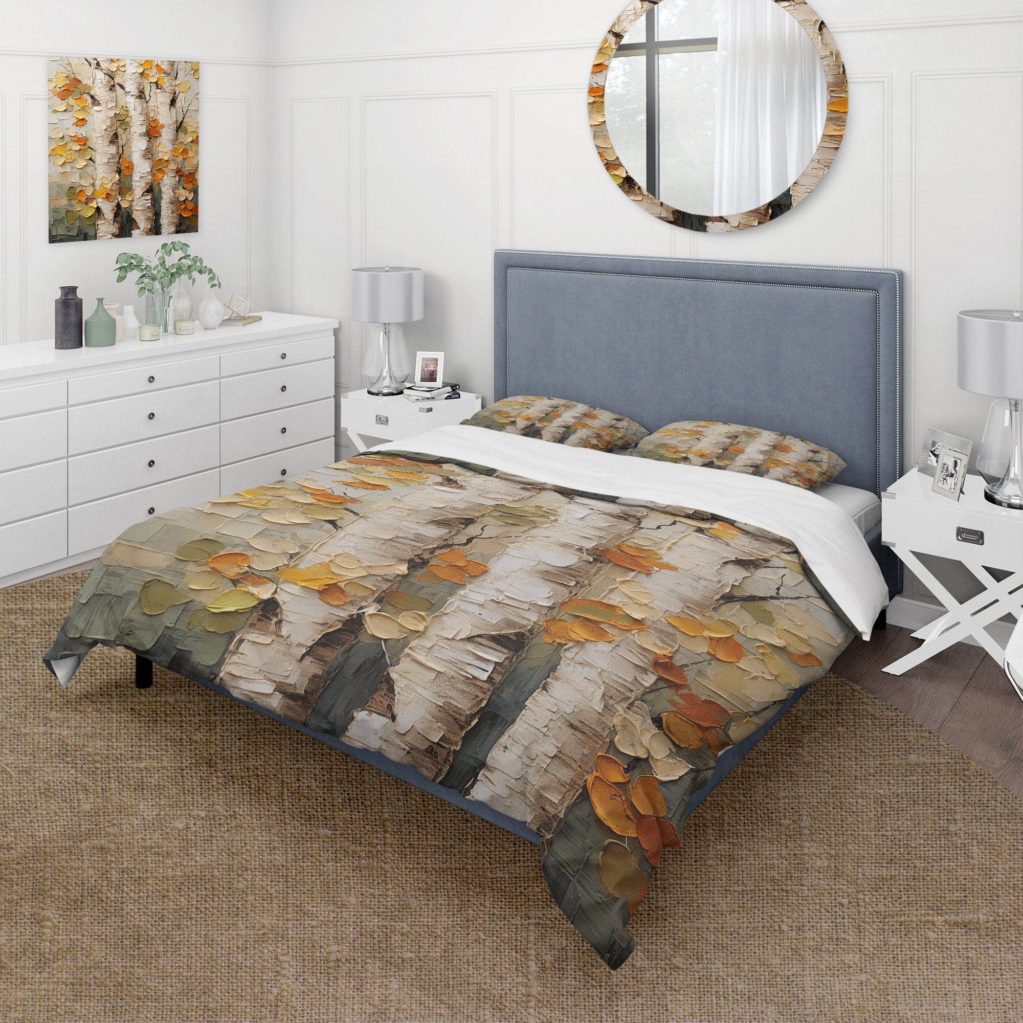 Design Art Beige Tree American Basswood I - Tree Duvet Cover Set | Wayfair