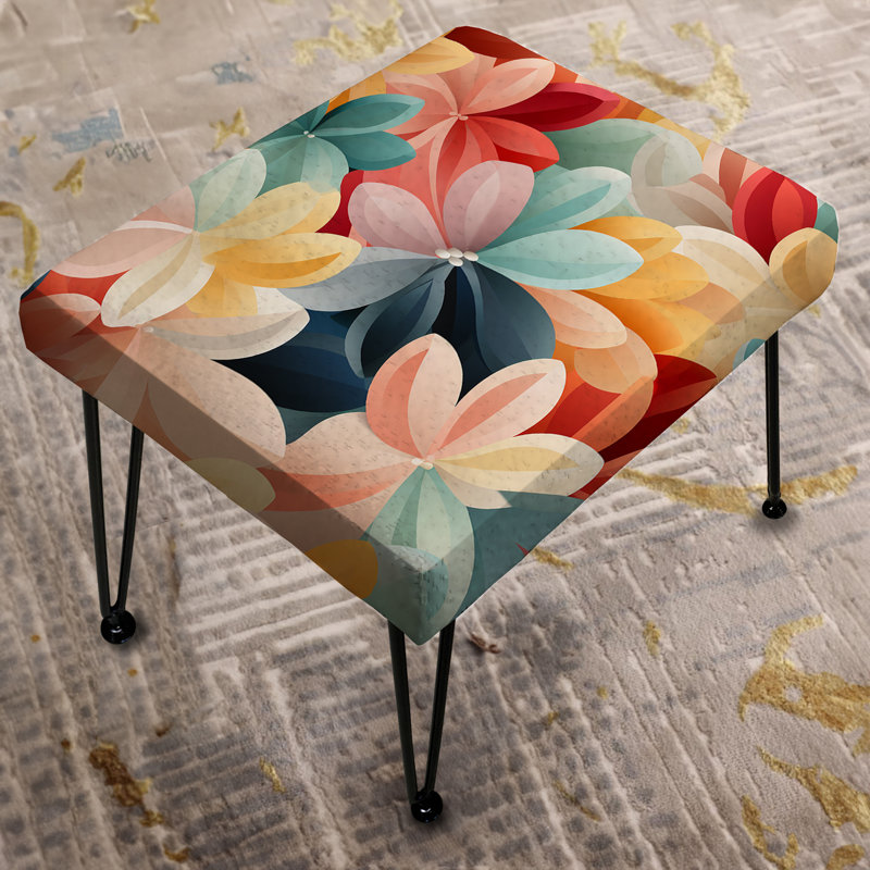 Design Art Monochromatic Zen - Floral Rectangle Ottoman | Wayfair
