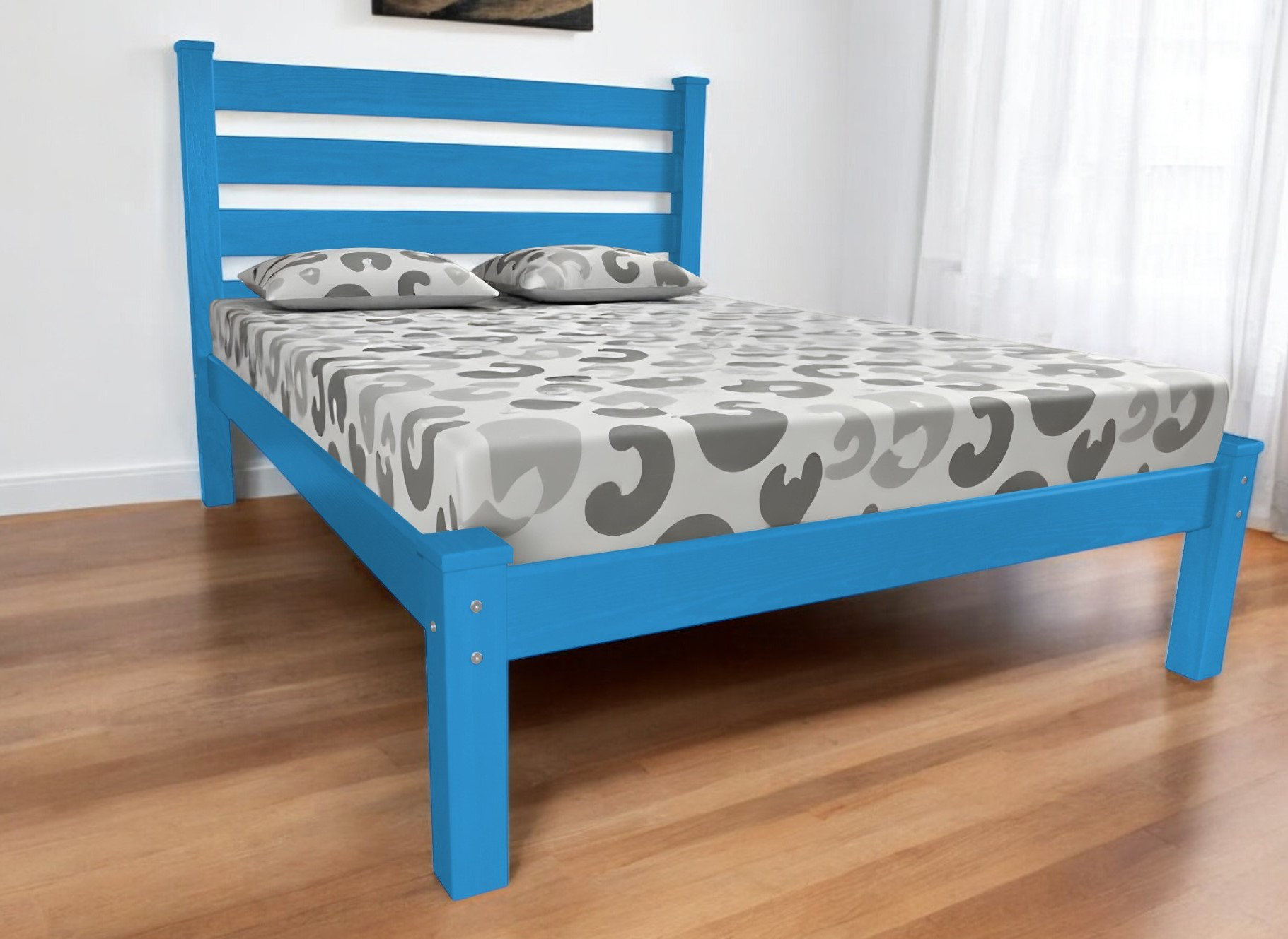 HomeRoots Caribbean Blue Solid Wood Twin Bed Frame | Wayfair