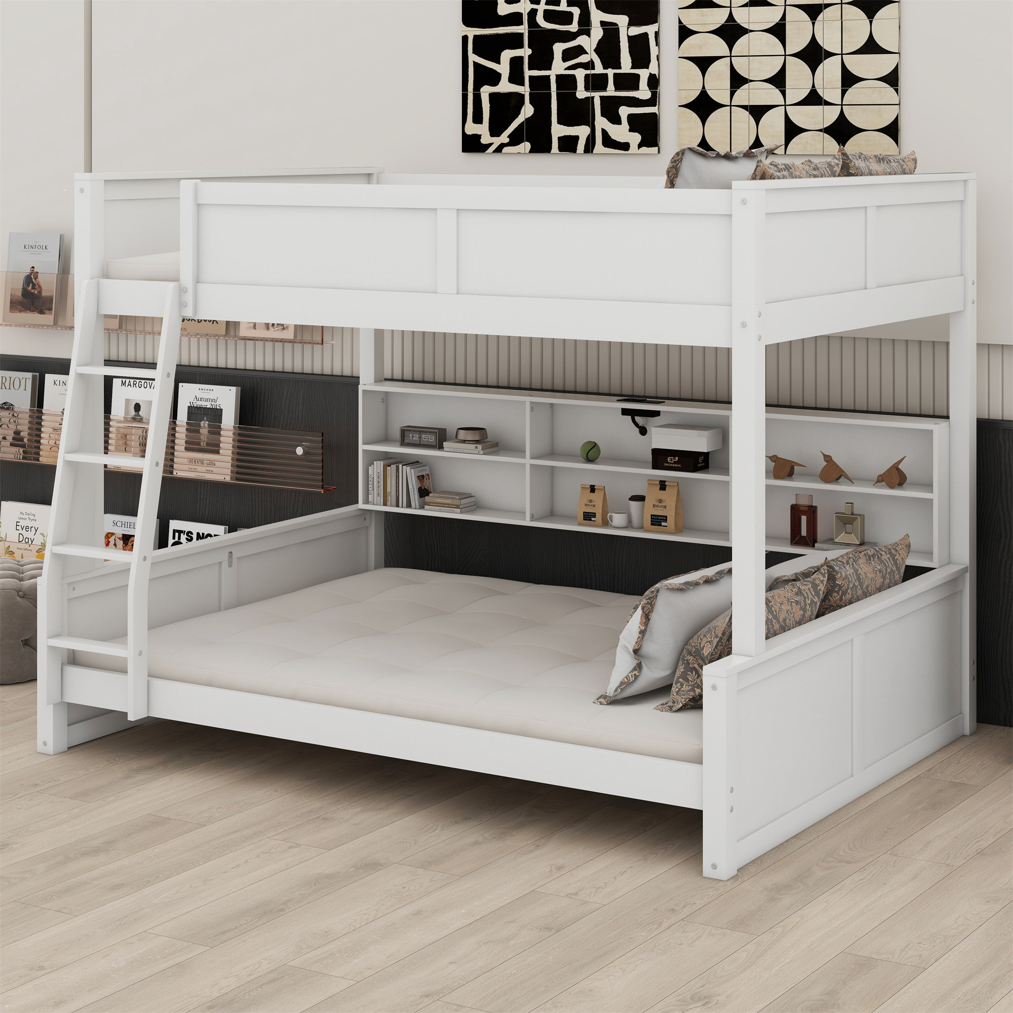Latitude Run® Bunk Bed With Storage Cabinets And USB Ports | Wayfair