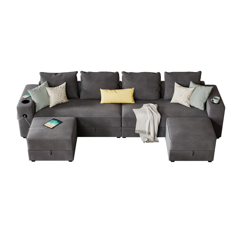 Wade Logan® Chanika 4 - Piece Upholstered Sectional "& Reviews" | Wayfair