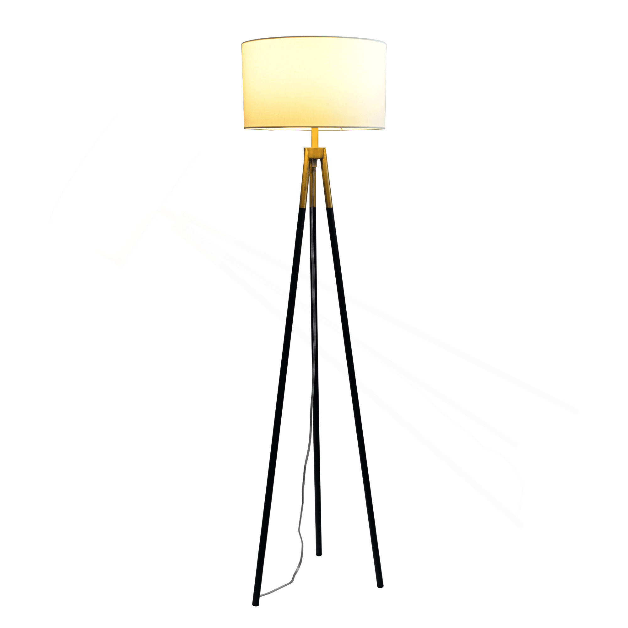 Corrigan Studio® Sway Brassed Gold Floor Lamp With On/Off Switch Triple ...