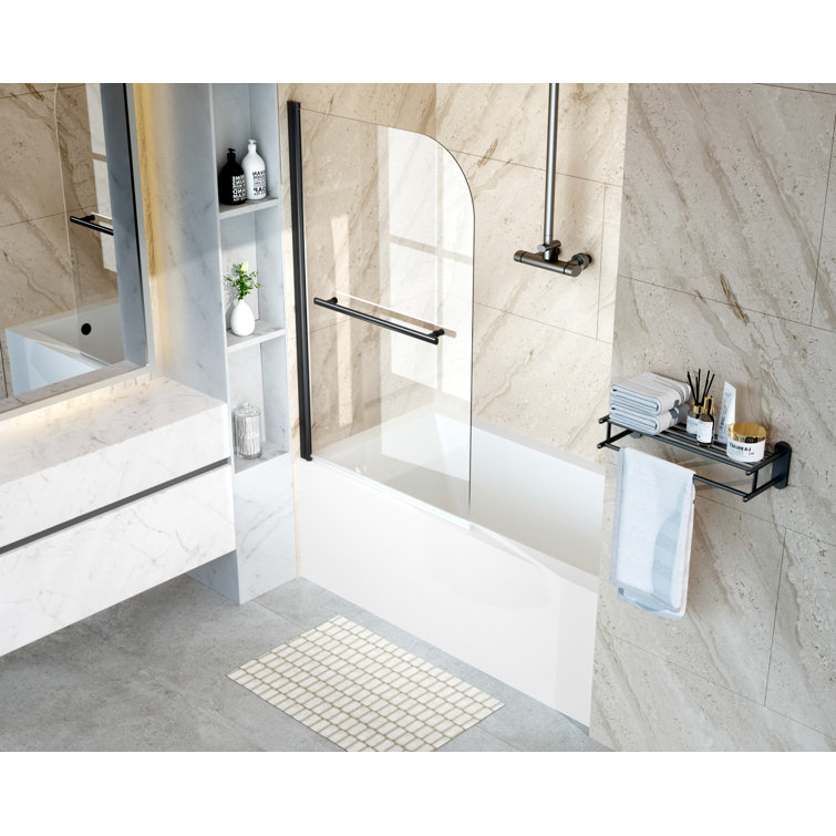 CKB 35 In. W X 55 In. H Frameless Pivot Tub Door 1/5" Clear Glass With ...