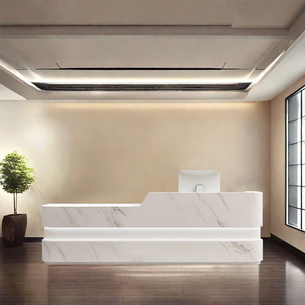 Orren Ellis Modern Front Counter with Cashier Station and Ample Storage ...