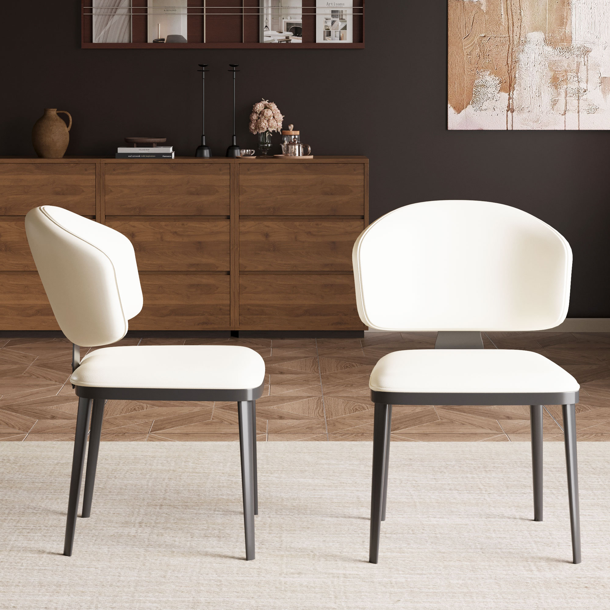 Latitude Run® Cathelijn Modern Faux Leather Dining Chairs, Set of 2 ...