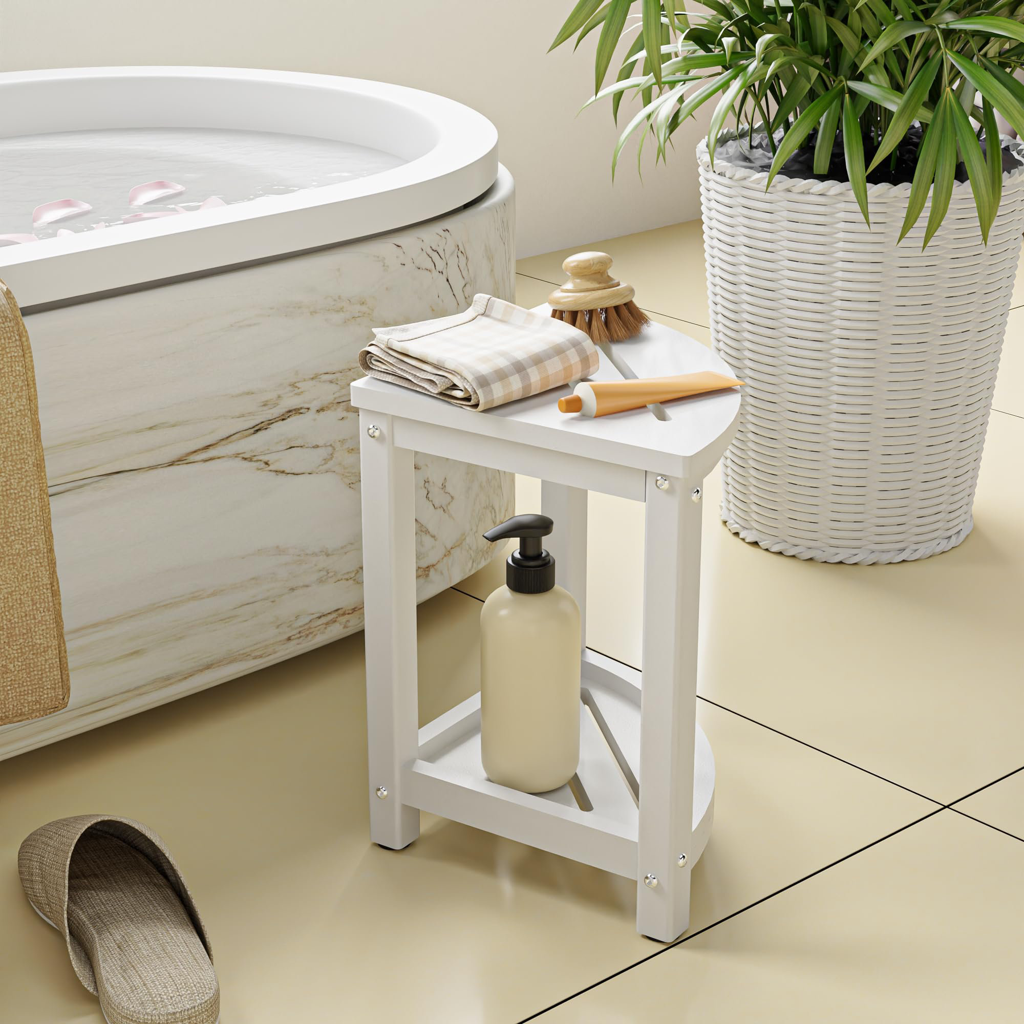 Latitude Run® Corner Shower Bench Seat, HDPE Waterproof Shower Stool ...