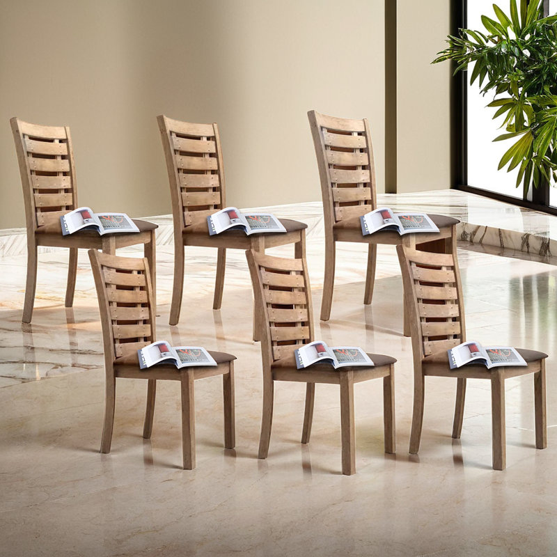 Red Barrel Studio® Rustic Distressed Solid Wood Dining Chairs (Set of 6 ...