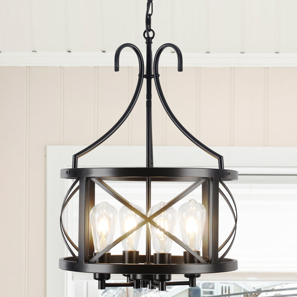 Winston Porter Vuto 4-Light Black Chandelier Light Fixture, Modern ...
