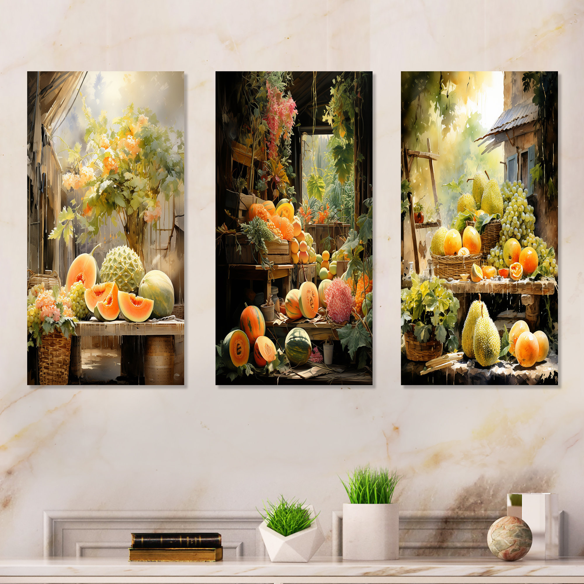 August Grove® Festive Fawn Cantaloupe Carnival Fruit - Fruits Canvas ...