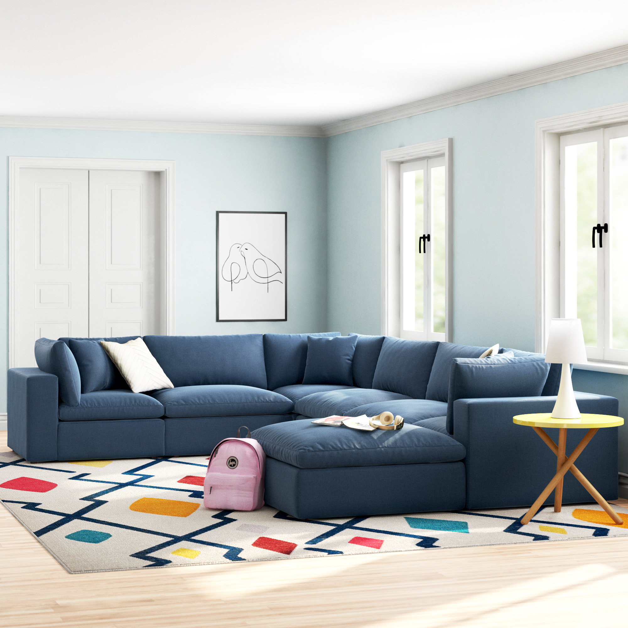 Grey overstuffed sectional store