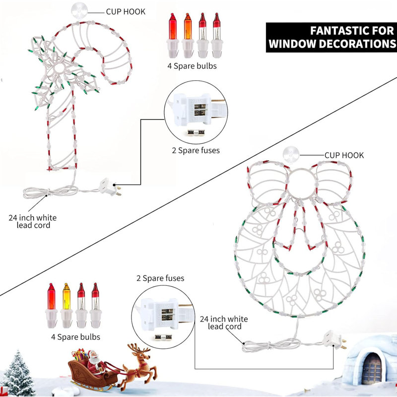 The Holiday Aisle® 4 Pack Christmas Window Silhouette Lights ...