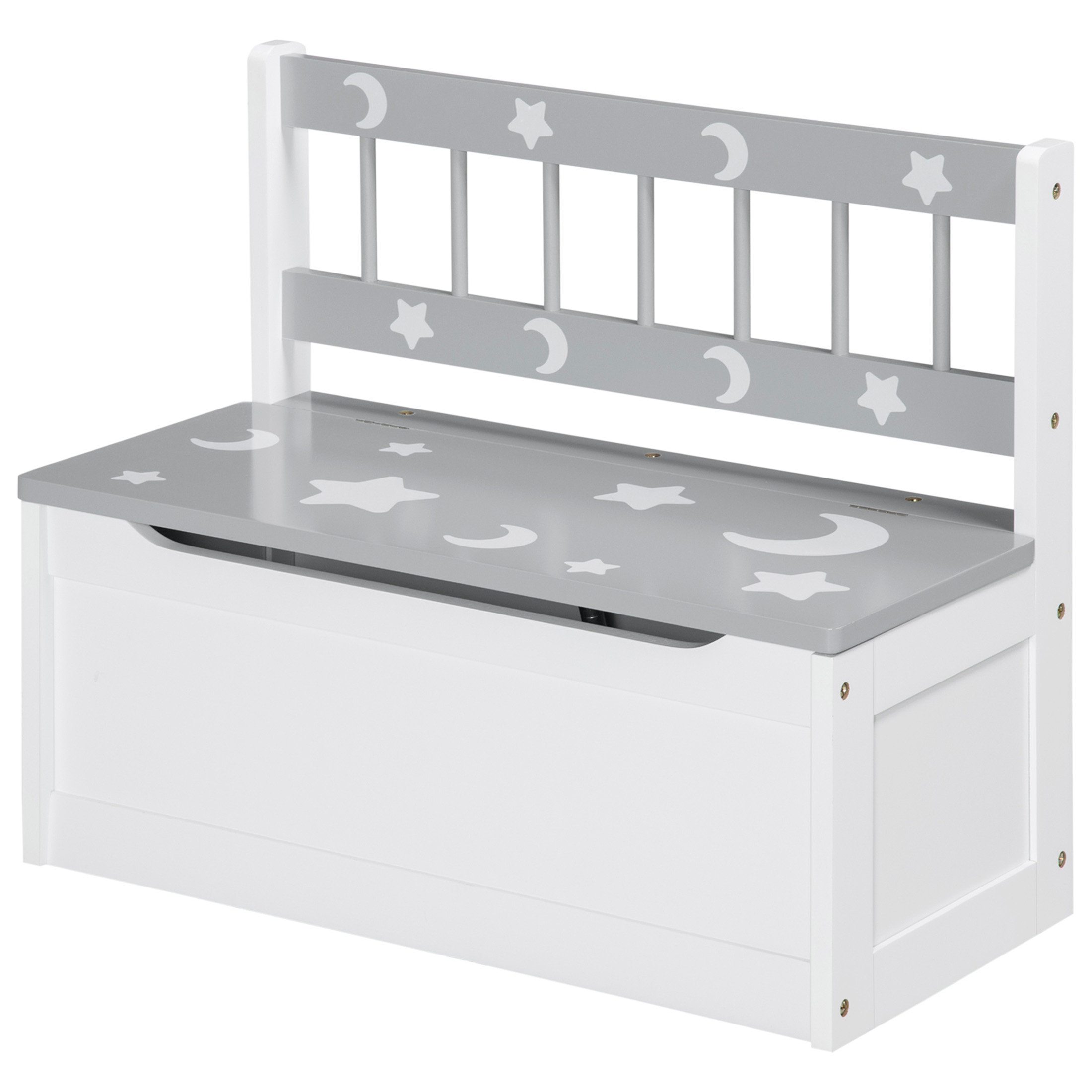 Dovecove Qaba Toddler Toy Box Storage Bench with Large 27 L Interior ...