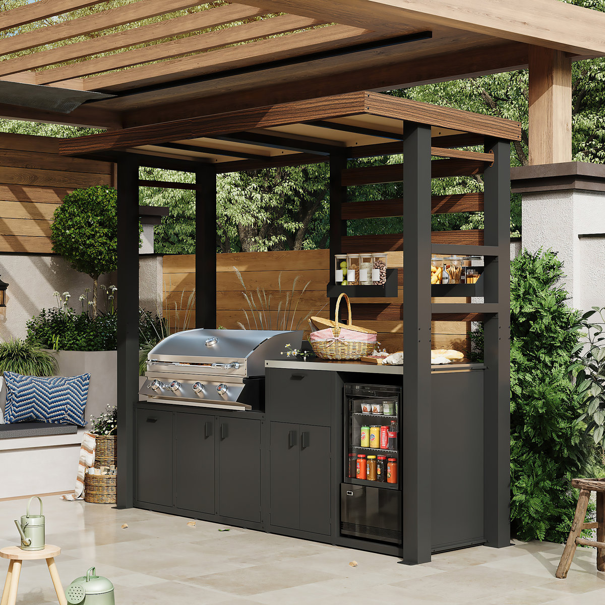 BKB365 Fusion Flame Galvanized Steel Covered Outdoor Kitchen - Wayfair ...