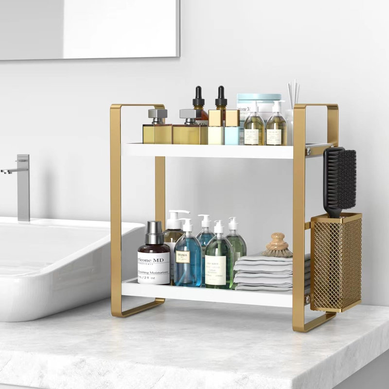 Everly Quinn Bathroom Counter Organizer With Basket, Bathroom ...
