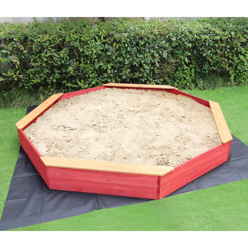 Critter Sitters 81" x 9" Solid Wood Octagonal Sandbox with Cover ...