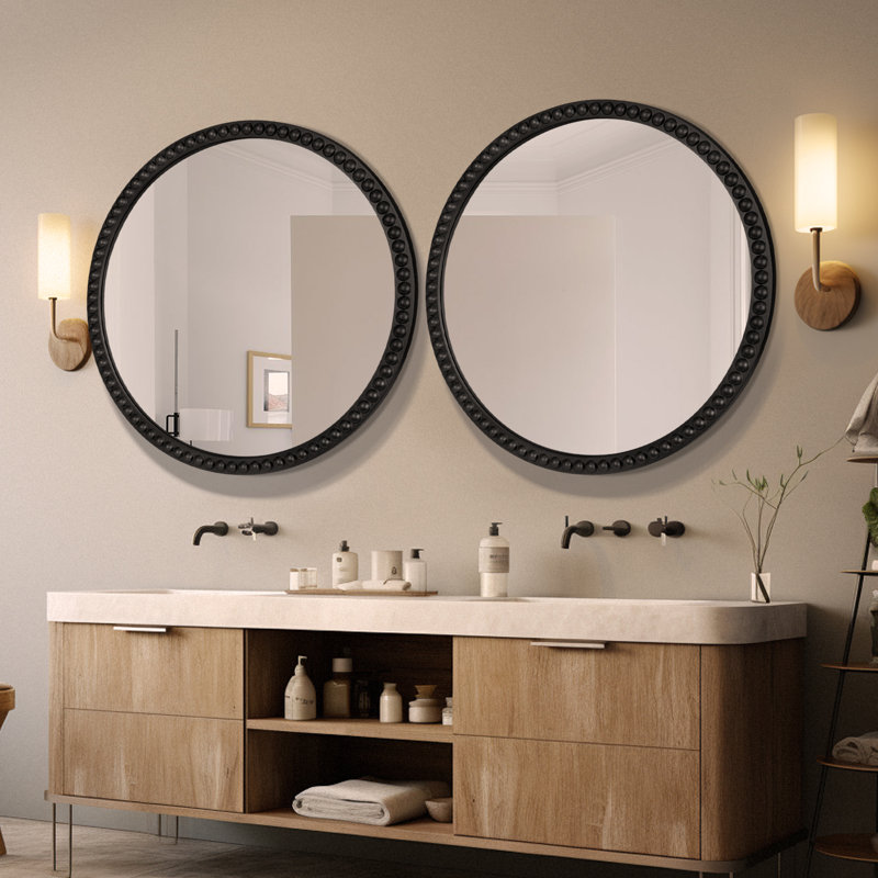 Dakota Fields Chelbe Round Wood Wall Mirror | Wayfair
