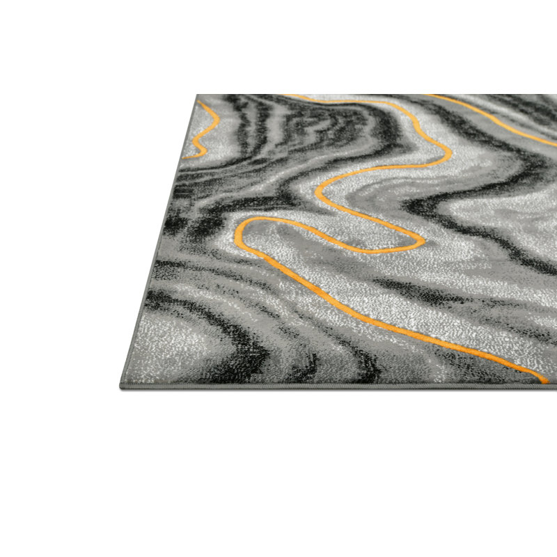 Orren Ellis HR Orangish Yellow Grey Black Modern Contemporary Abstract ...