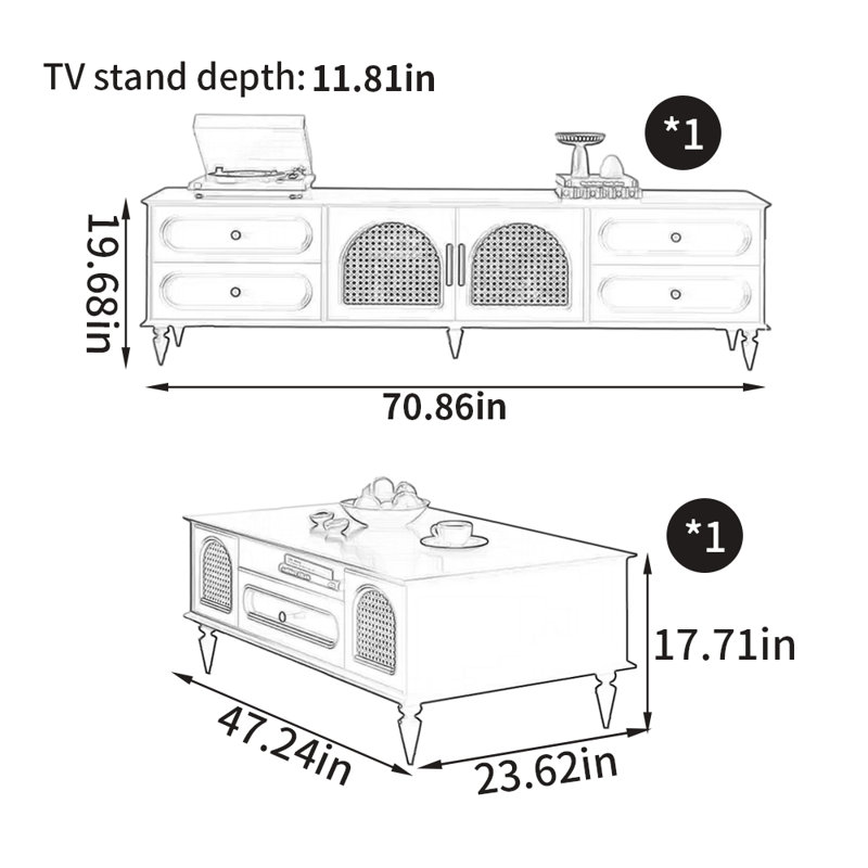 moonlight design Modern TV stand coffee table combination | Wayfair