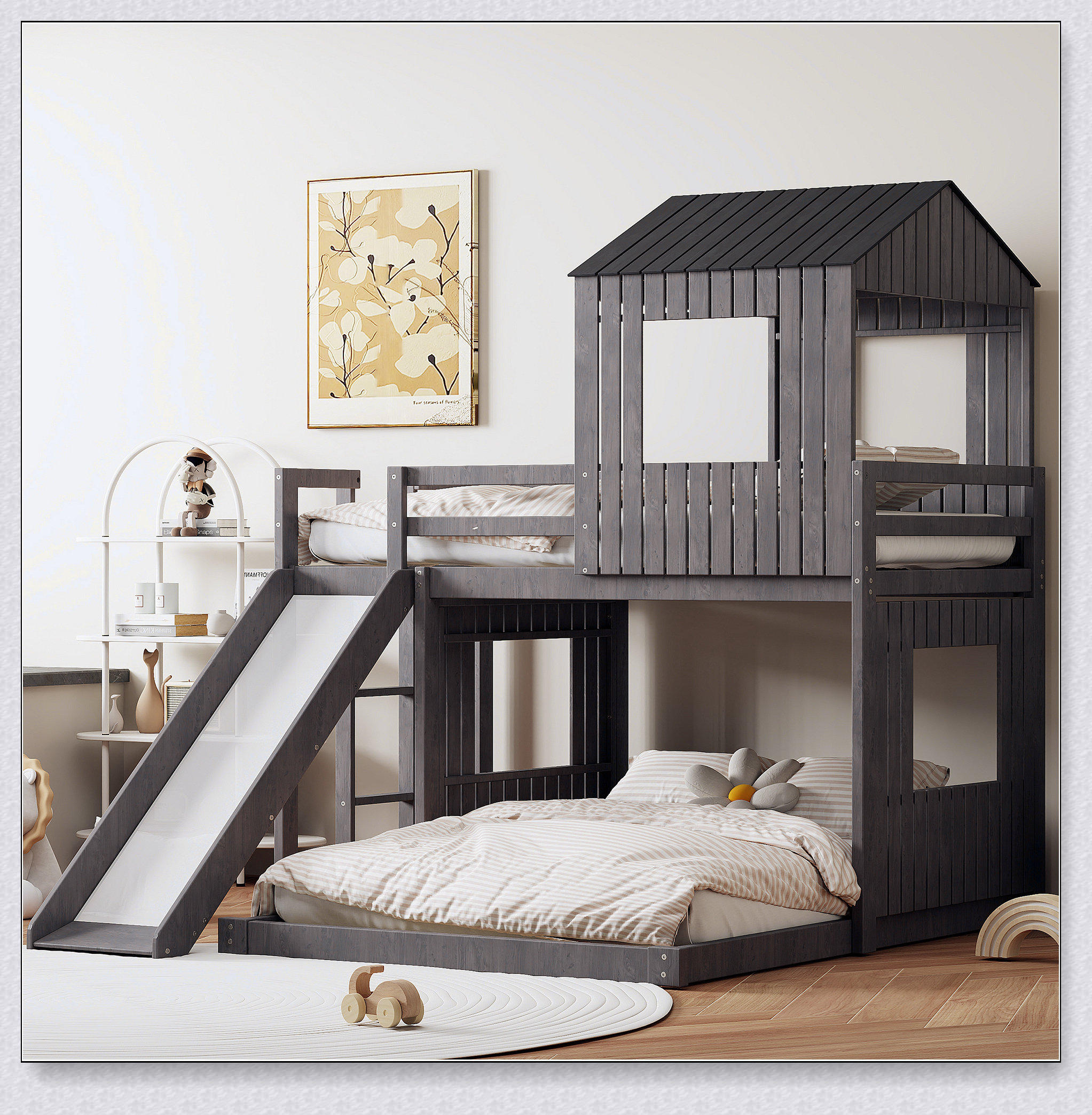 One Allium Way Wooden Over Bunk Bedloft Bed With ...
