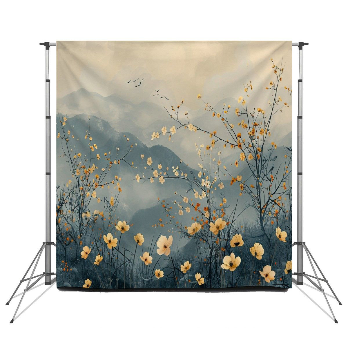 VisionDecor Mountain Flowers Backdrop Nature Large Serene Landscape ...