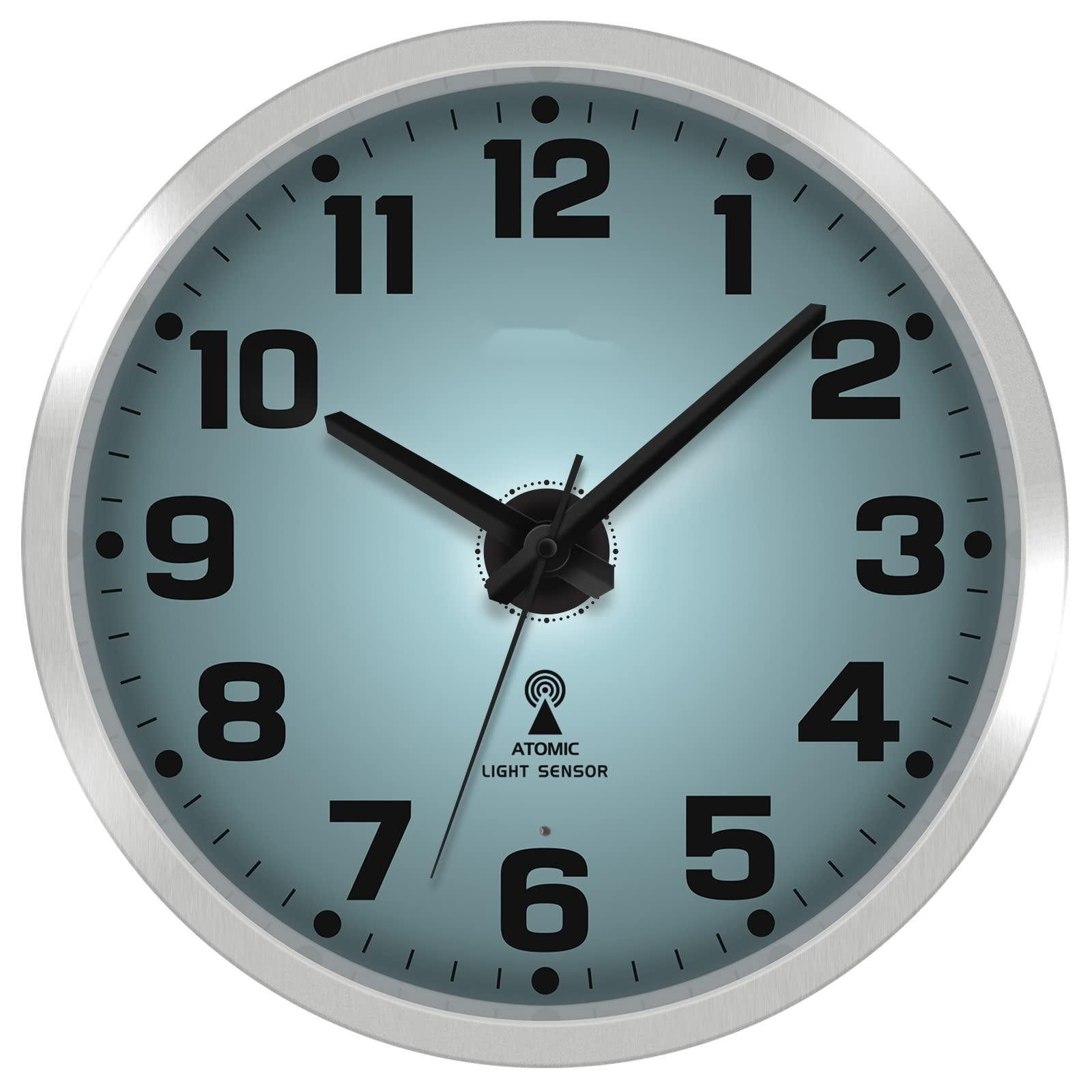 Latitude Run® Atomic Wall Clock With Night Light - Silent Lighted Up ...