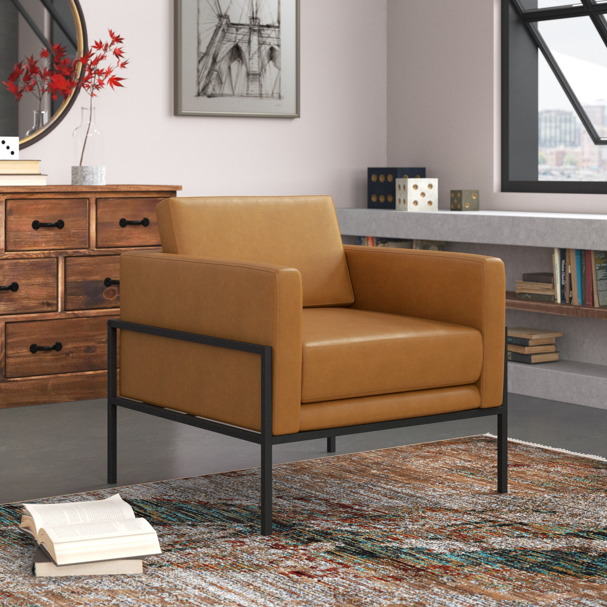 Trent Austin Design® Oliverio 30.5'' Wide Metal Leg Accent Chair ...