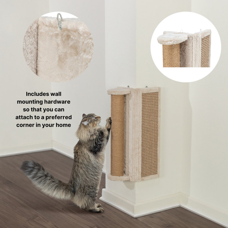 TRIXIE Wall Mounted Corner Sisal Scratching Board and Jute Post ...