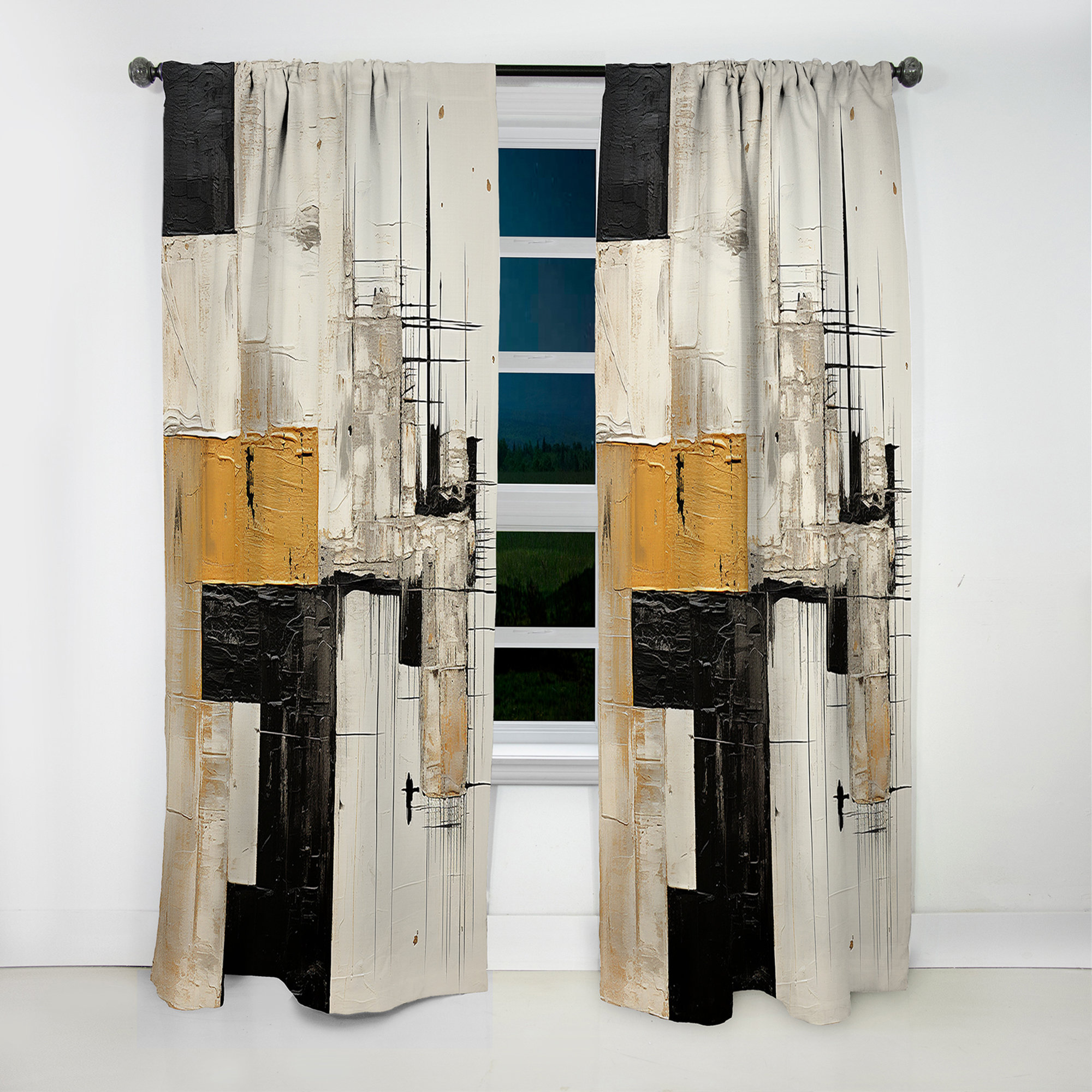 East Urban Home McCabe - Painting Abstract Blackout Curtain - 1 Panels ...