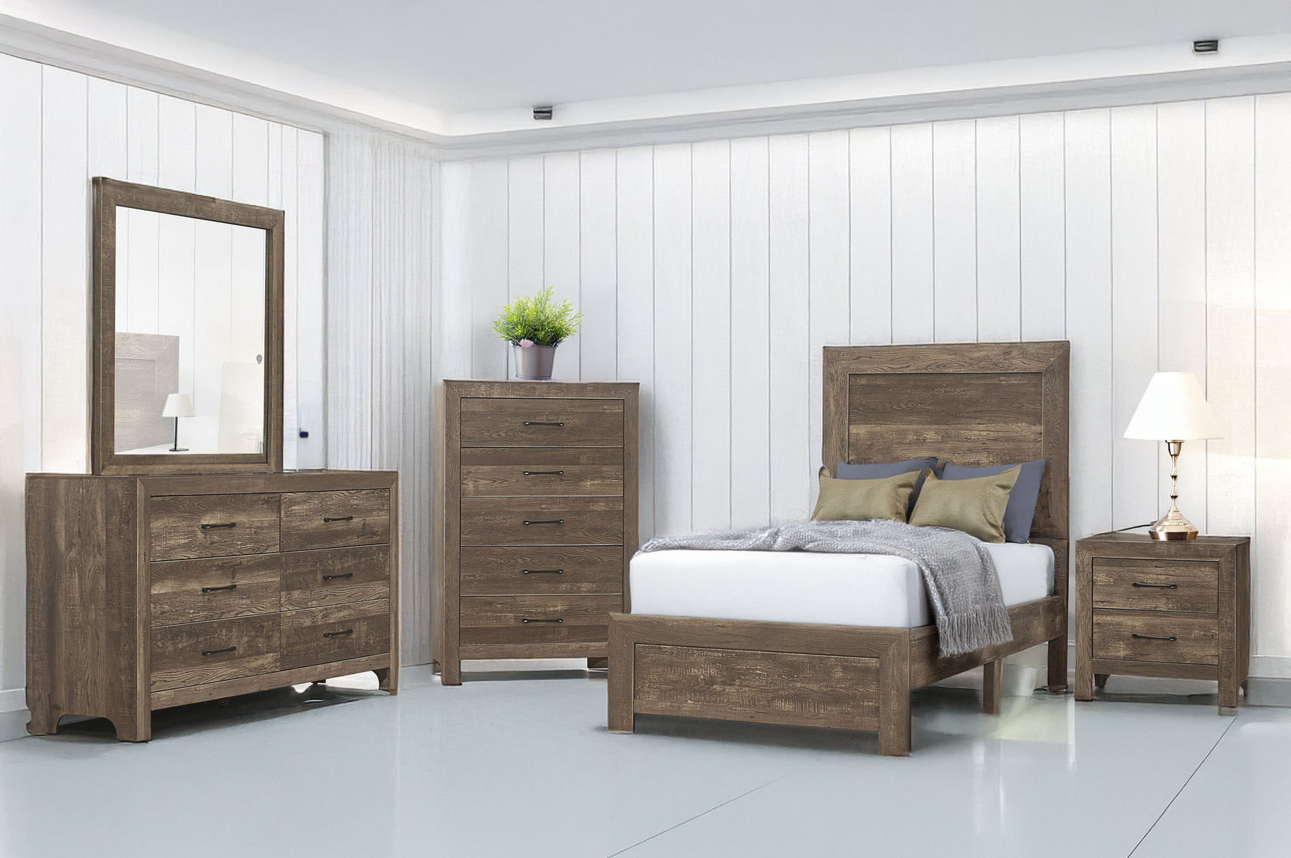 Millwood Pines Sibby Rustic Brown Panel Bedroom Set | Wayfair